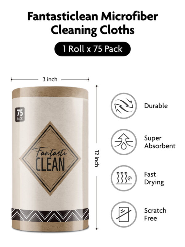 75 Pack Tear-Away Microfiber Roll（Tan） – FantastiCLEAN