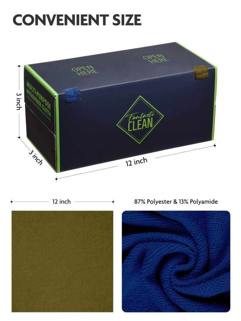 50 Pack Microfiber Rag in a Box with 2 Holes (Olive Green and Navy Blue ...