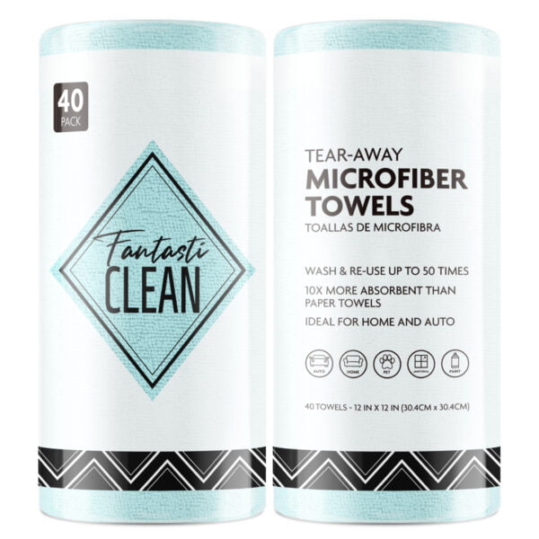 40 Pack Tear Away Microfiber Roll（Blue） – FantastiCLEAN